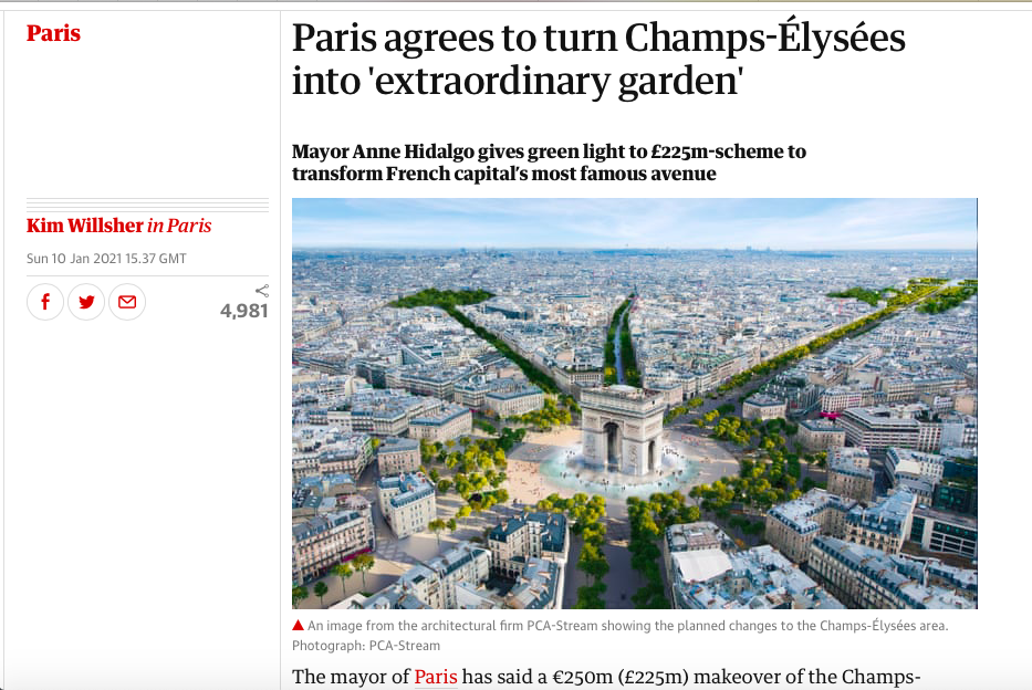 The Champs-Élysées to become a great garden! | get back, lauretta!